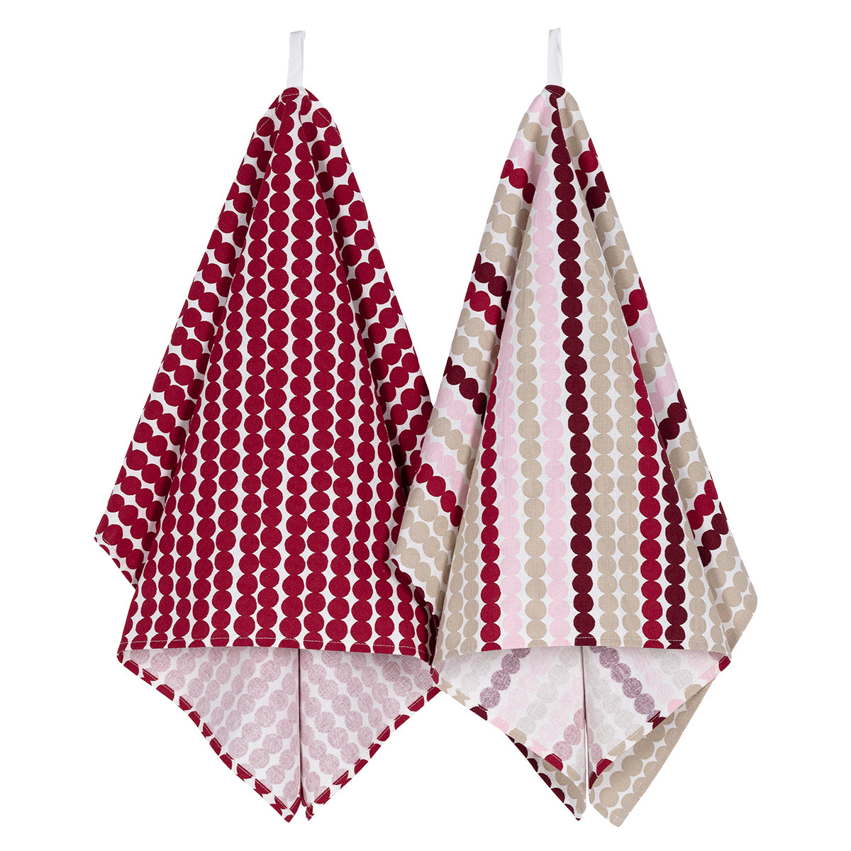 Marimekko Pikku Rasymatto Dark Red / Beige / Pink Tea Towels - Set of 2 - New Arrivals – FinnStyle