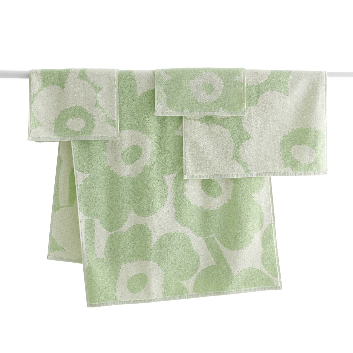 Marimekko Unikko Sage Green / Off White Towels - Marimekko Towels ...