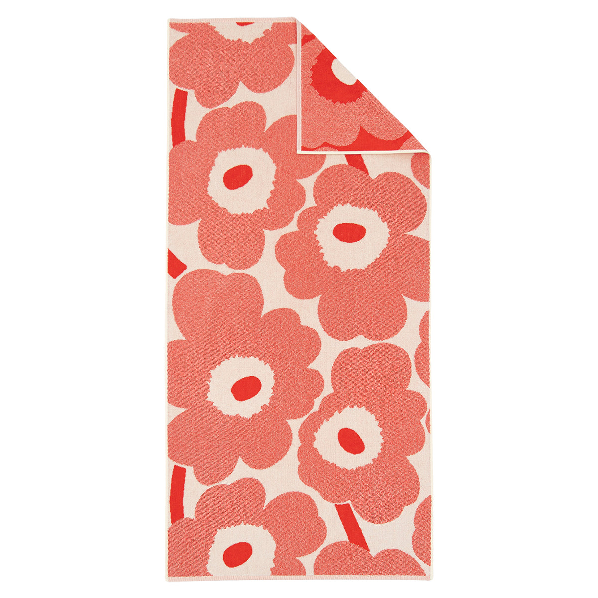 Marimekko Unikko Orange-Red / Off White Bath Towel - Marimekko Towels ...