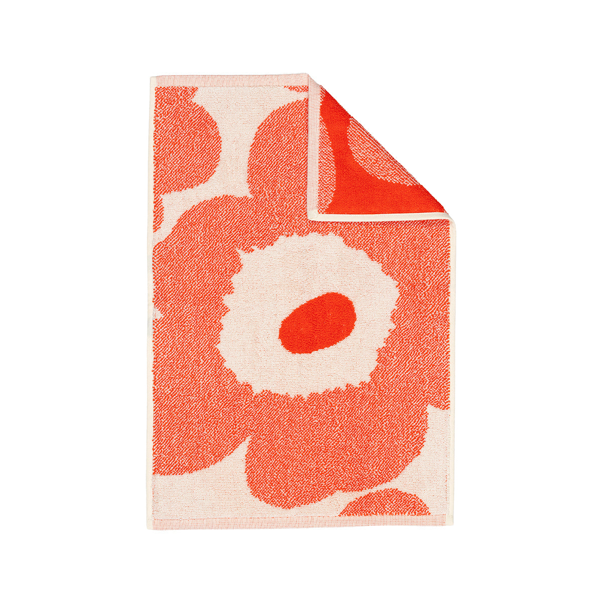 Marimekko Unikko Orange-Red / Off White Guest Towel - Marimekko Towels ...