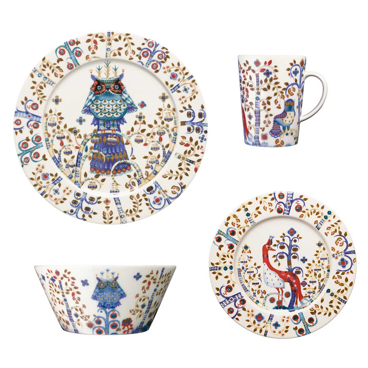iittala Taika White / Blue 4-Piece Dinnerware Set - iittala Taika White ...