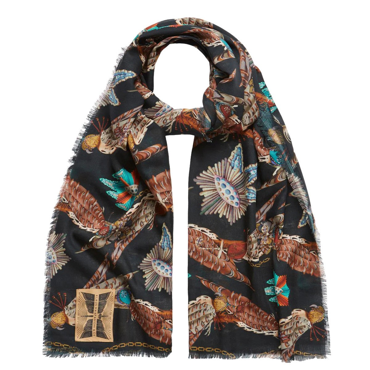 Klaus Haapaniemi Polar Byzantine Falcon Black / Multicolor Wool Scarf ...