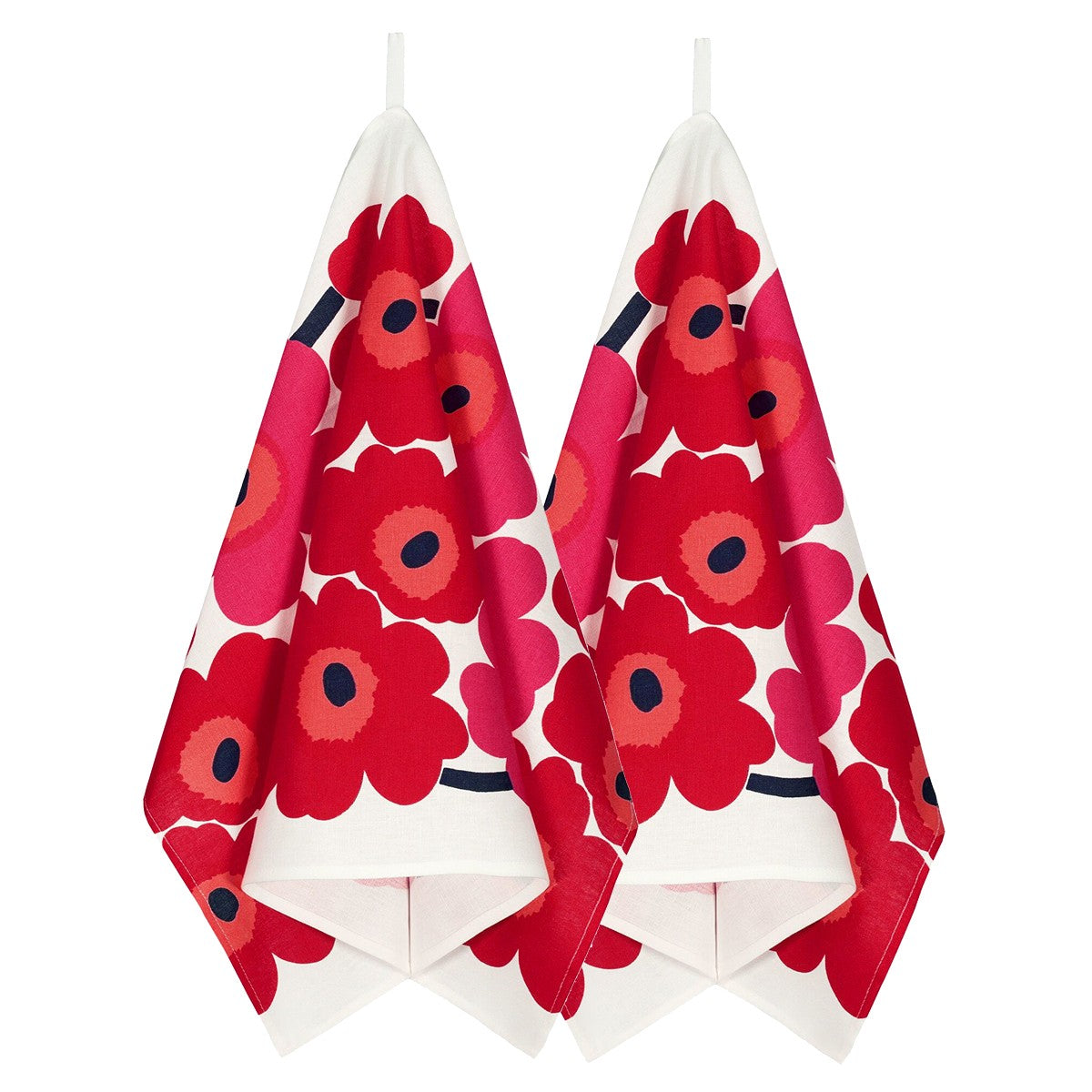 Marimekko Pieni Unikko Red Tea Towels - Set of 2 - Marimekko Gifts ...
